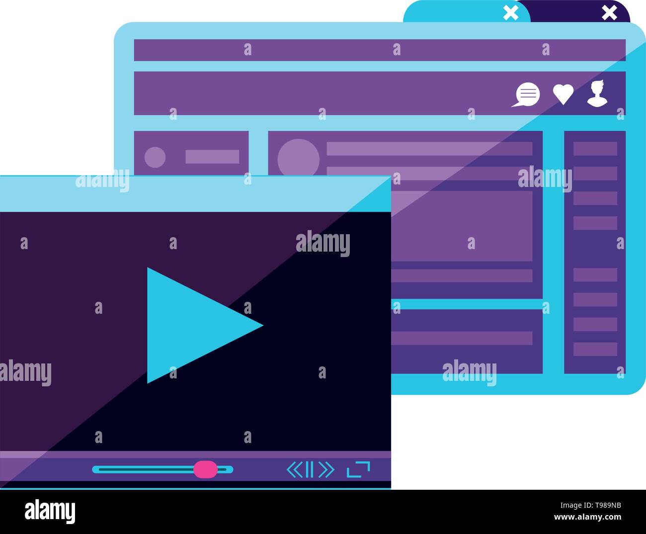 video media player template with webpage vector illustration design ...