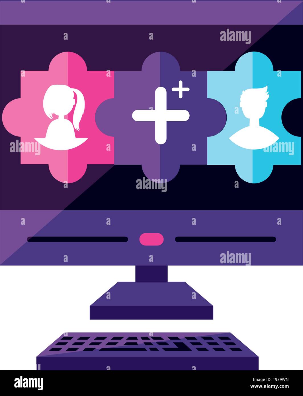 desktop with contacts manager app vector illustration design Stock ...