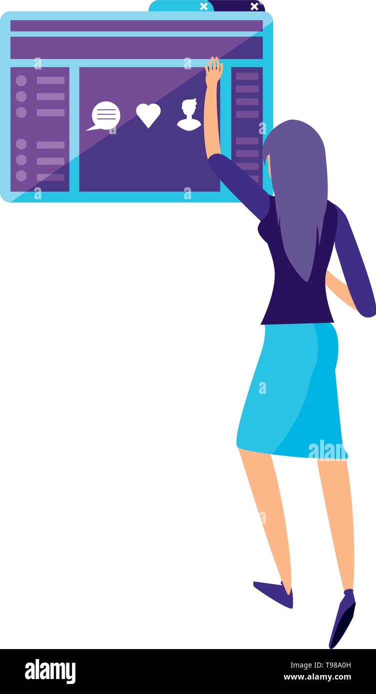 young woman with webpage template vector illustration design Stock ...