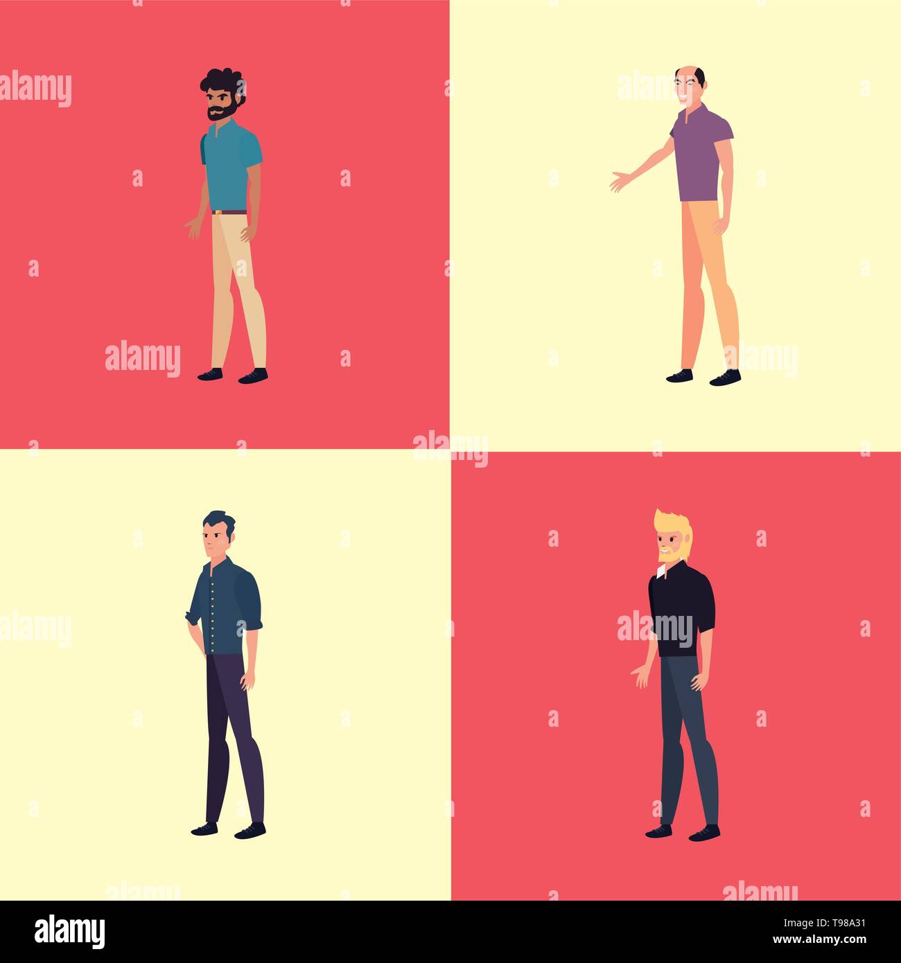 men characters set male standing vector illustration Stock Vector Image ...