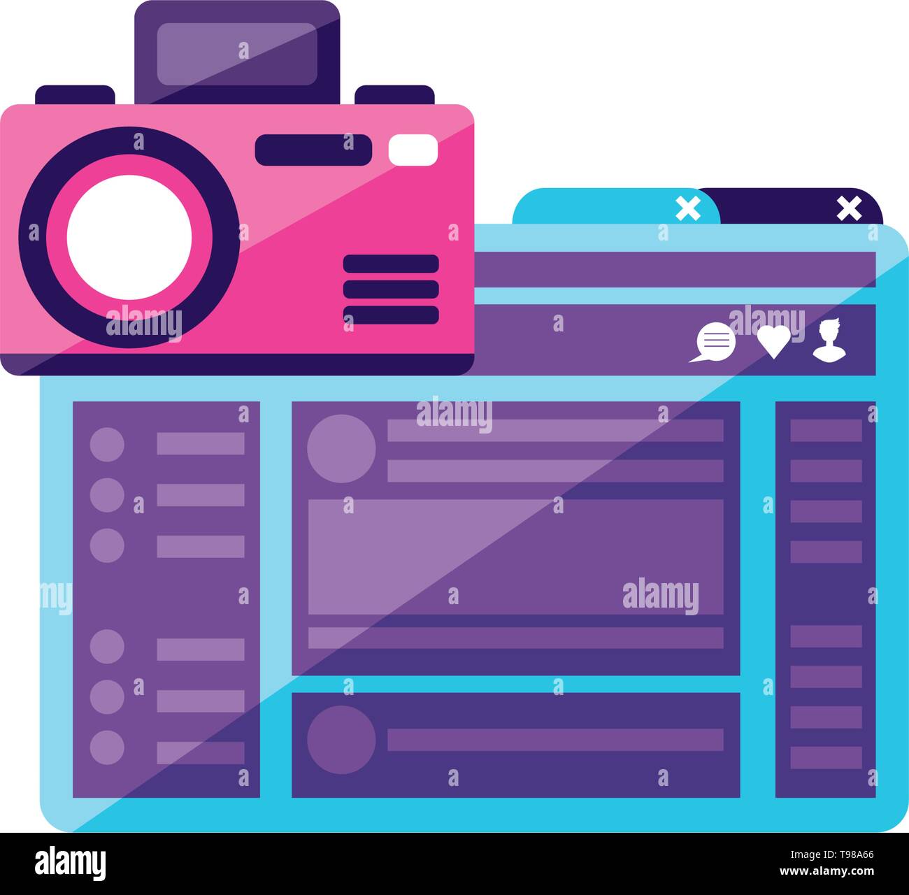 webpage template with camera photographic vector illustration design ...