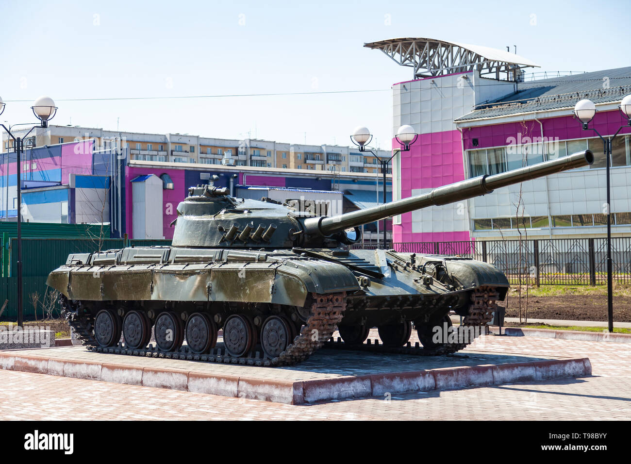 Military equipment on the monument in honor of the memory of the war ...