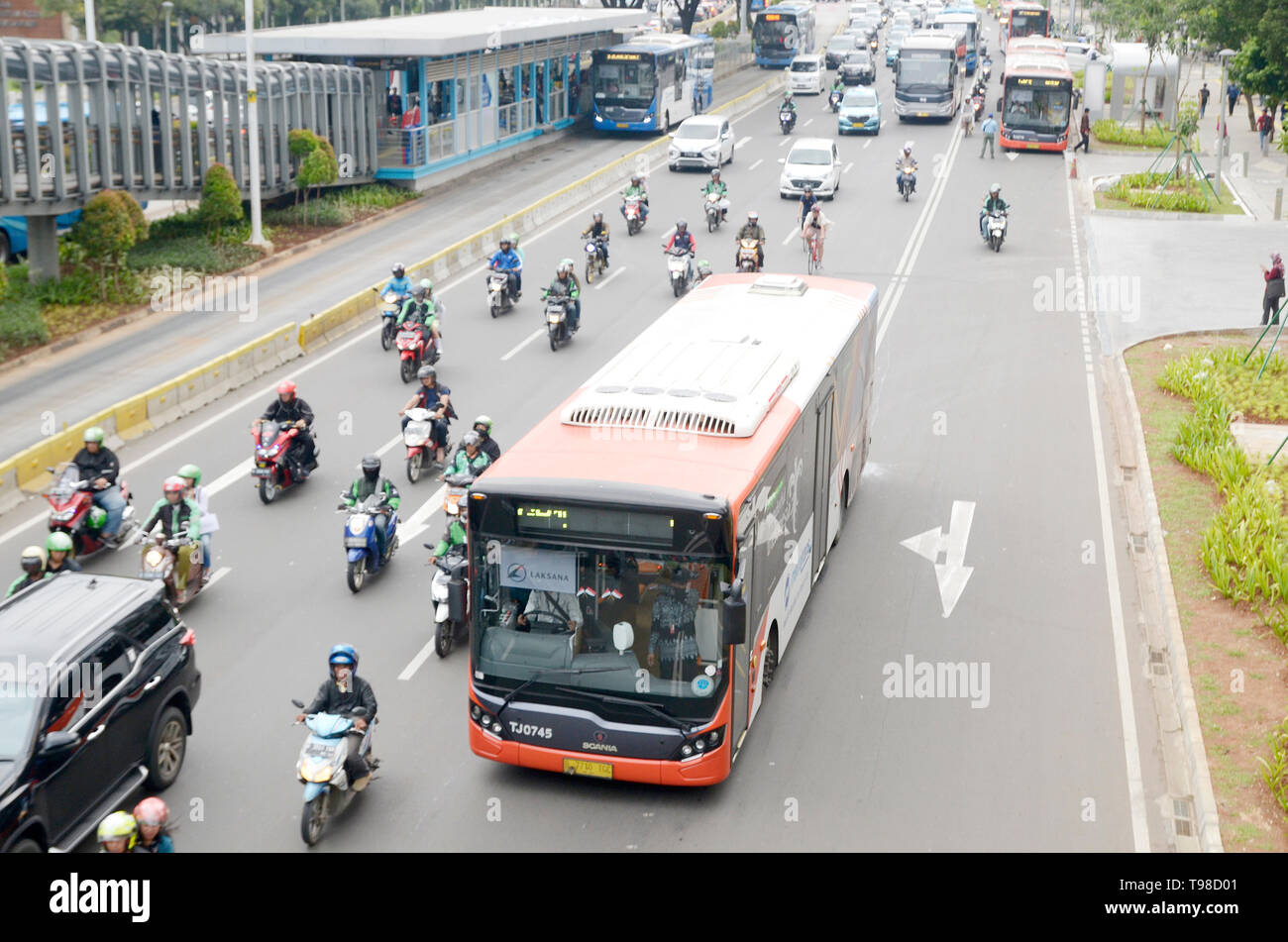 Metrotrans, bus transportation system in Jakarta used Scania bus, in ...