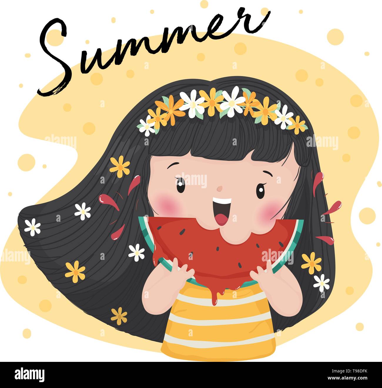 Child girl eating healthy food Stock Vector Images - Alamy