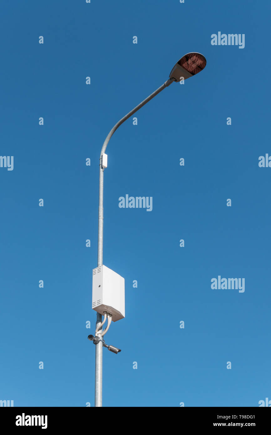 LED street lamp with CCTV camera or Surveillance Operaiting Stock Photo ...