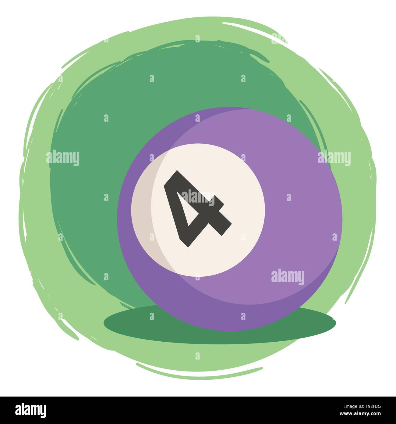 Purple Billiard Ball number 4 four vector illustration isolated on ...