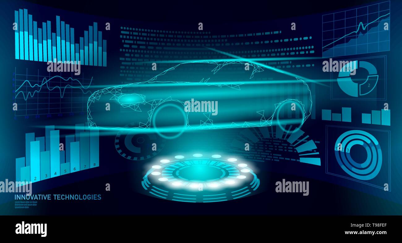 Low poly car automation diagnostics technology. Industrial data ...