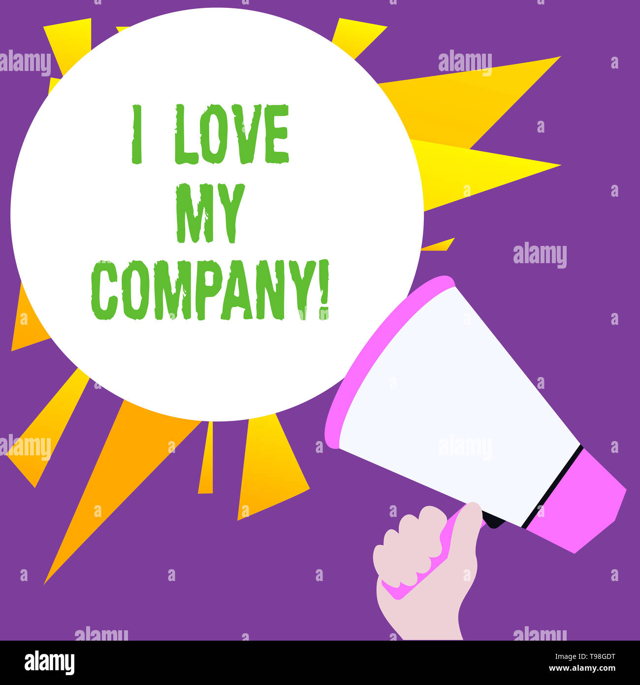 Writing note showing I Love My Company. Business concept for tell why ...