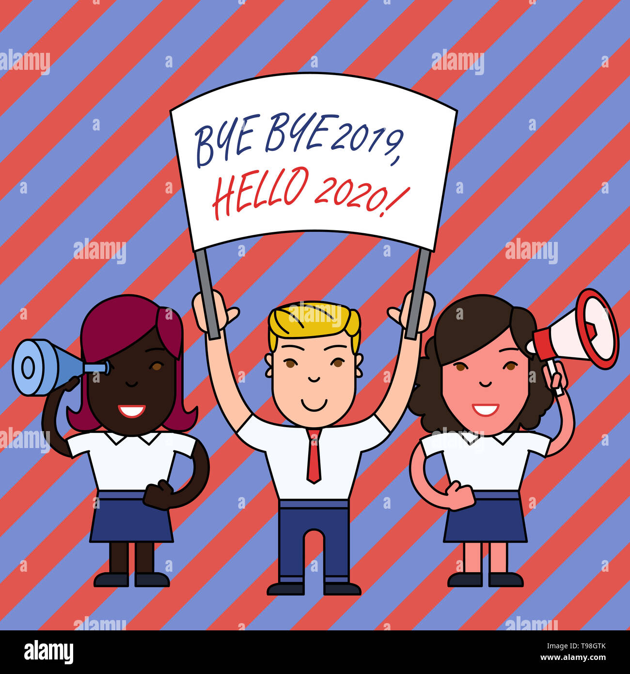 Conceptual hand writing showing Bye Bye 2019 Hello 2020. Concept ...
