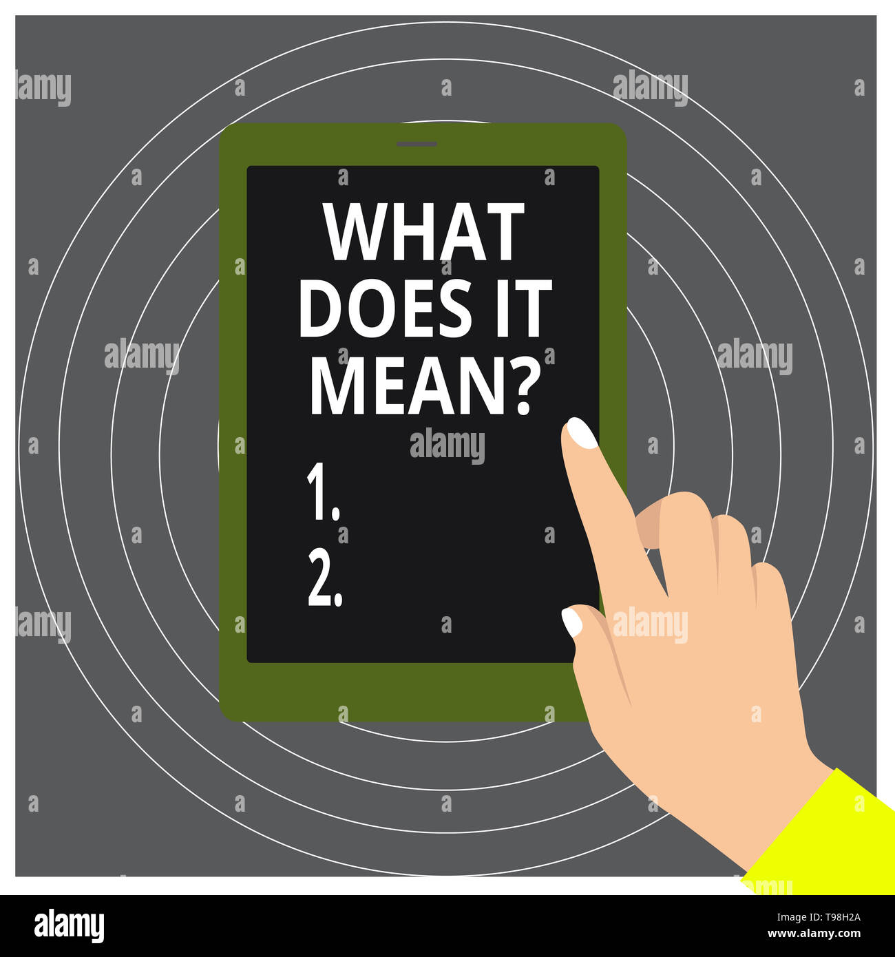 Writing note showing What Does It Means Question. Business concept for ...