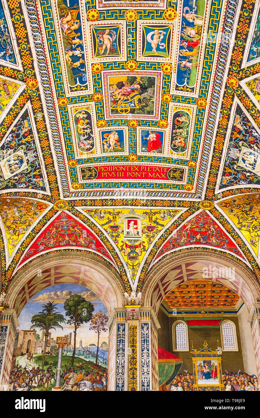 Siena Italy - October 25, 2018: Wall and ceiling paintings in Siena ...