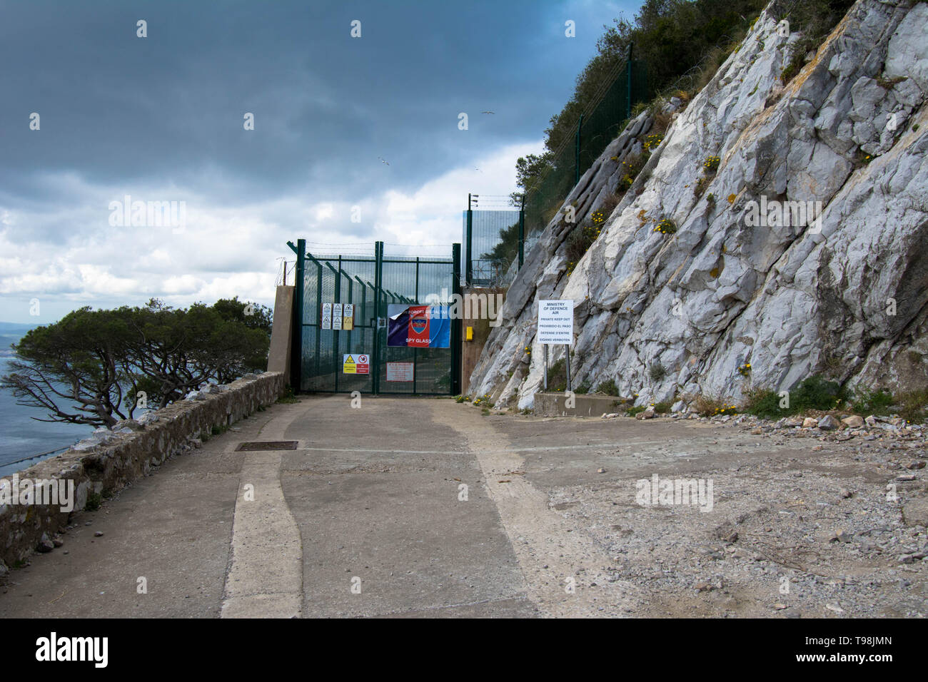 Military base Gates on Gibraltar rock metal iron keep out danger ...