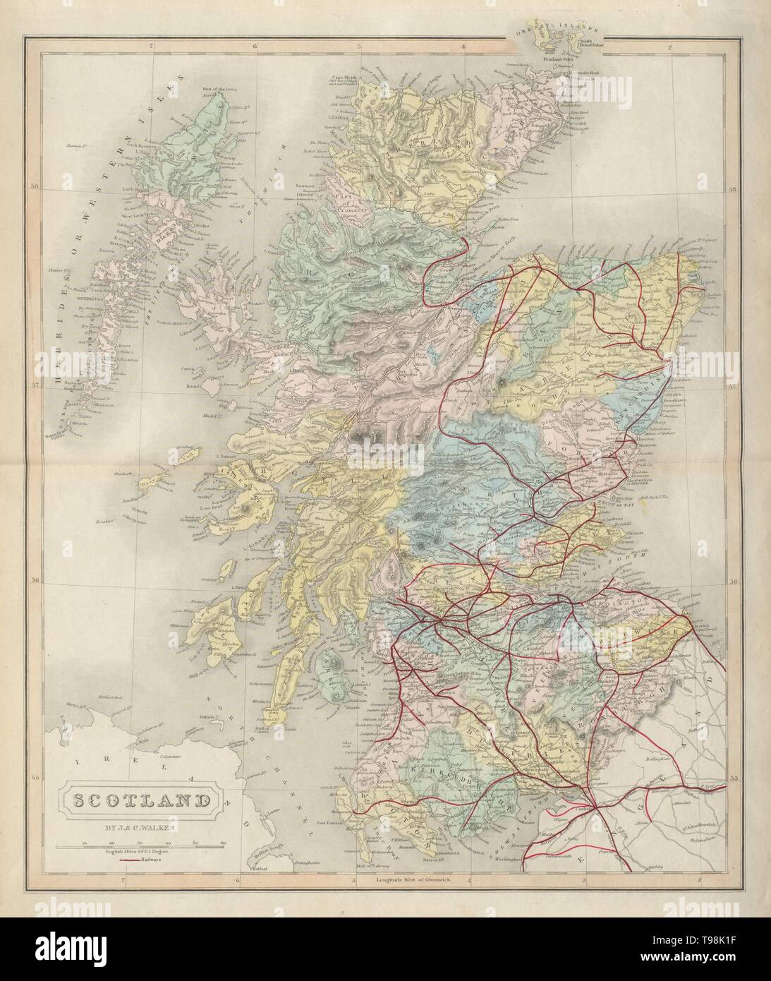 Scotland map railways hi-res stock photography and images - Alamy