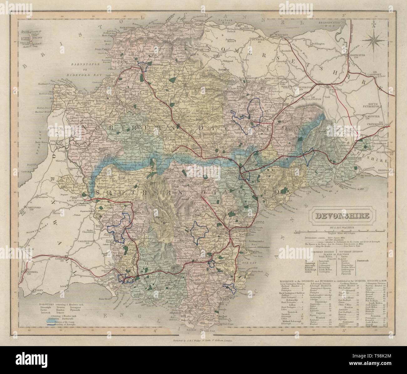Antique map of devonshire hi-res stock photography and images - Alamy