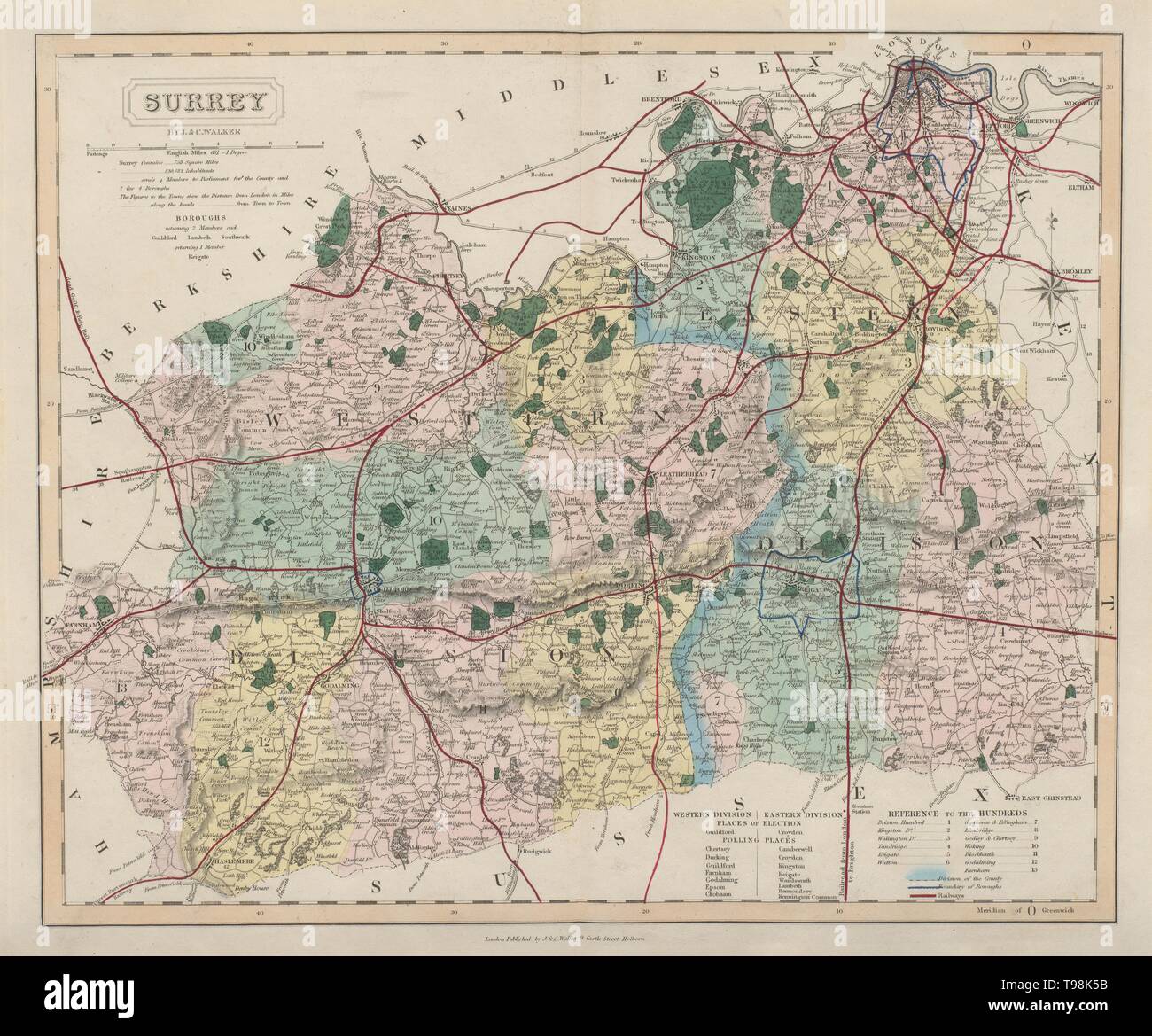 Old map surrey county hi-res stock photography and images - Alamy