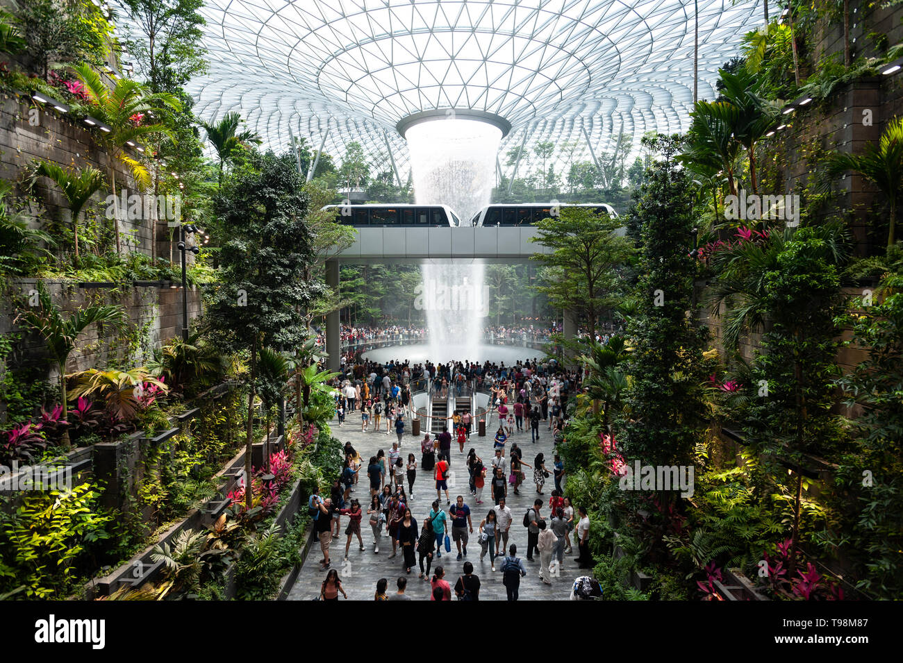 28.04.2019, Singapore, , Singapore - View into the new Jewel Terminal ...