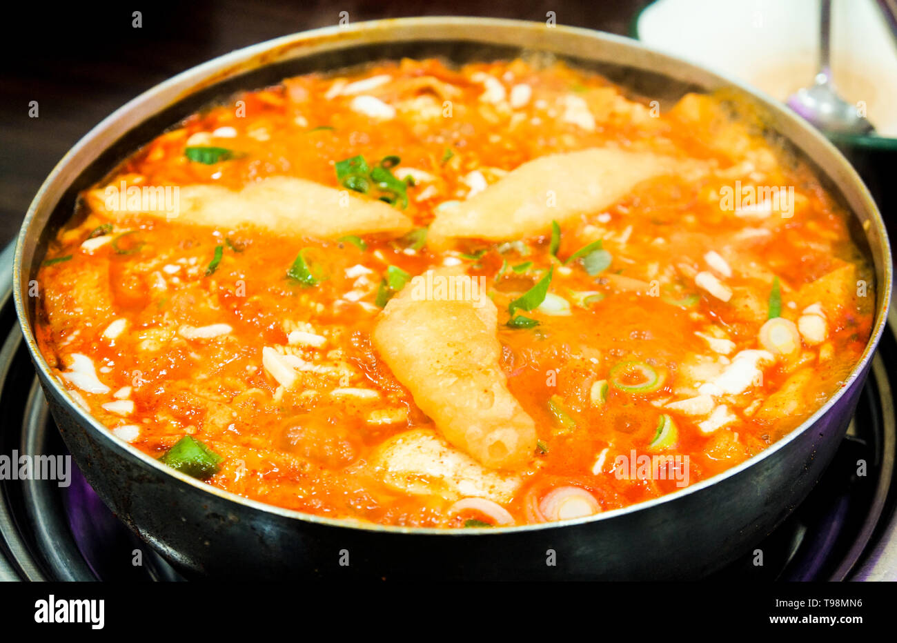 Tteokbokki Cooking Right On Fire - Korean Food Stock Photo - Alamy