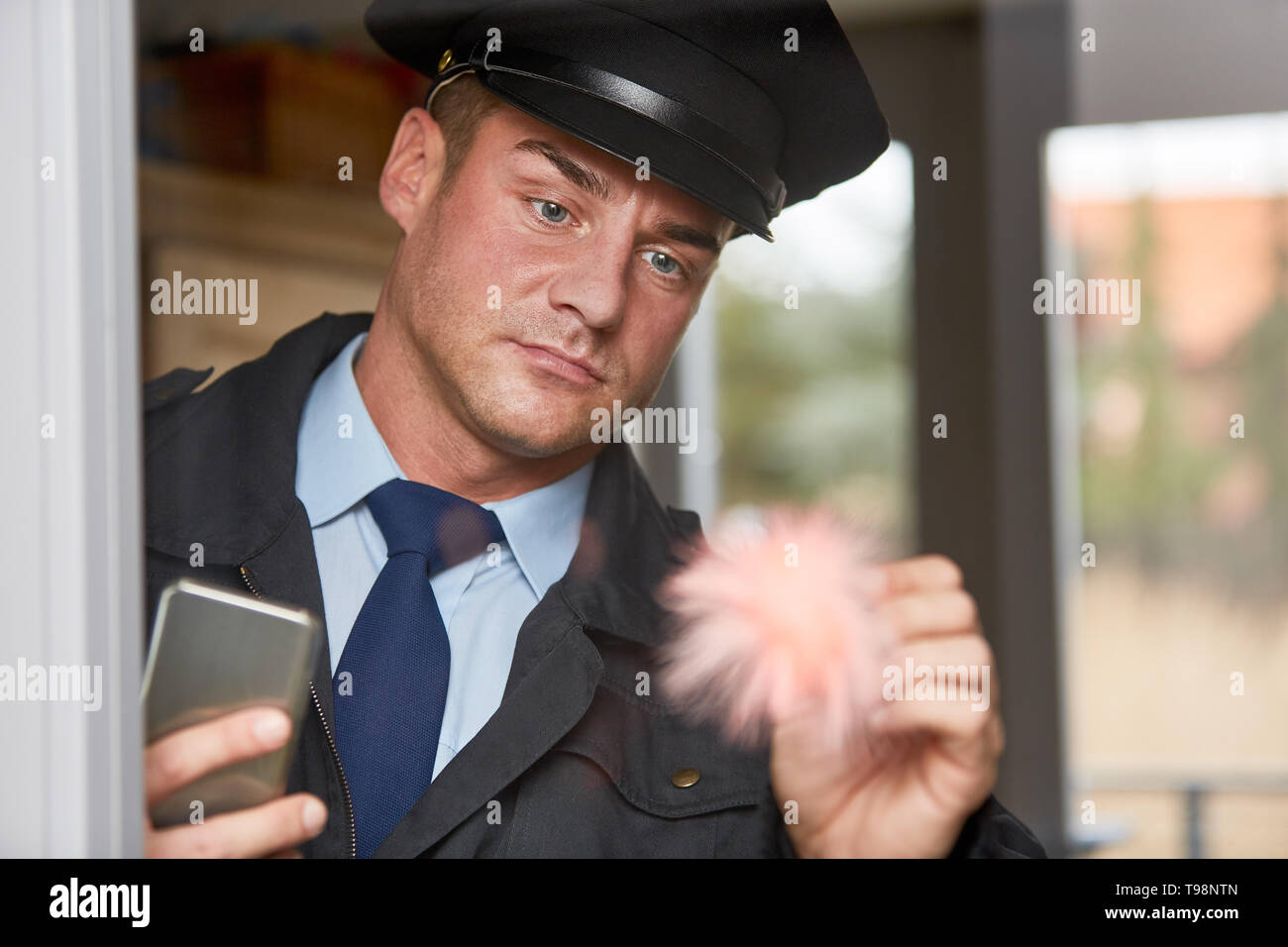 Forensic police of crime scene forensics finds fingerprint at the ...