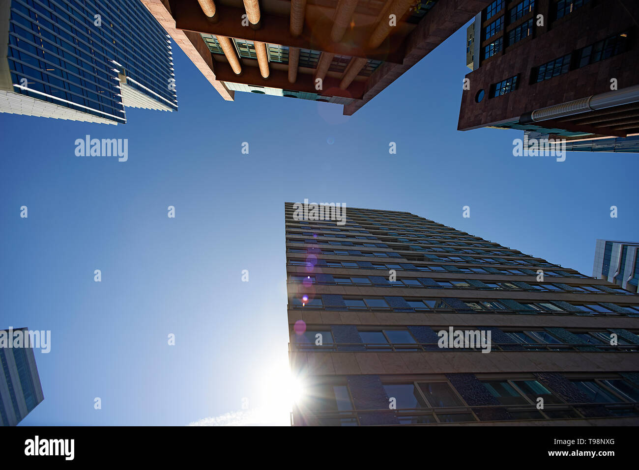 Dynamic low angle shots of the high rise office buildings in De Zuidas ...