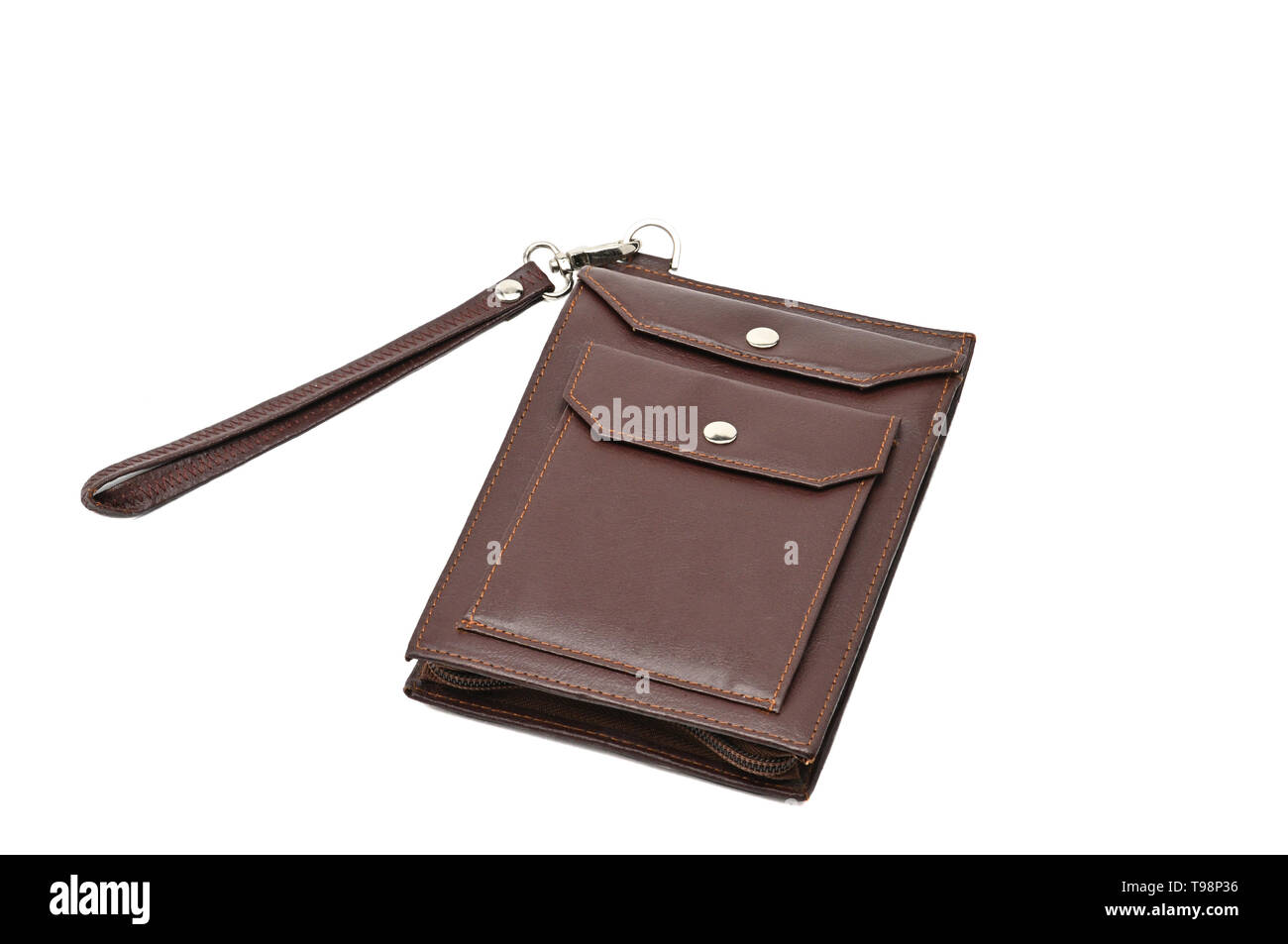 Purse with strap and poop on buttons on an isolated white background ...