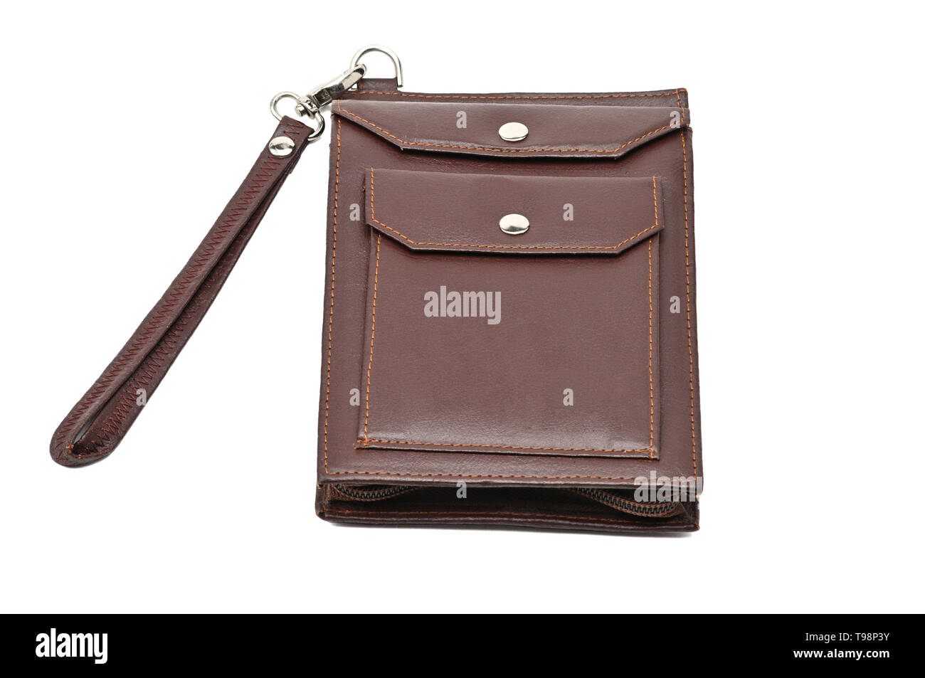 Purse with strap and poop on buttons on an isolated white background ...