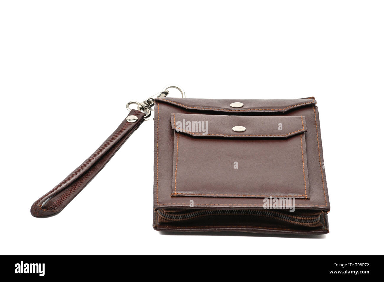 Purse with strap and poop on buttons on an isolated white background ...