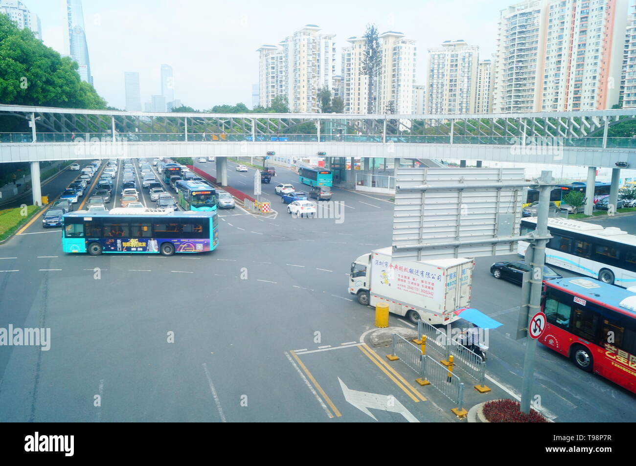 Shenzhen, China: a view of vehicle traffic at the intersection of ...