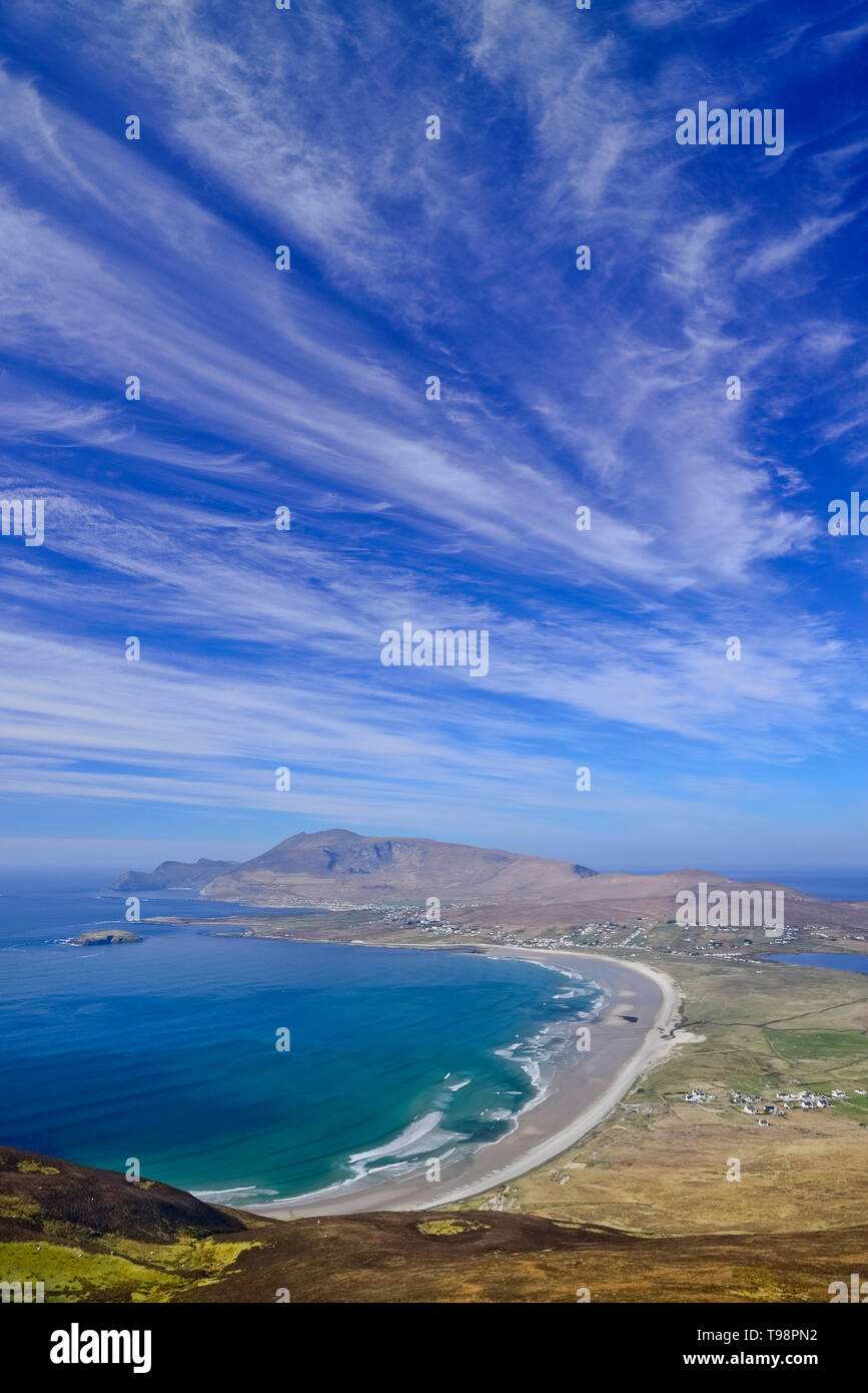 Ireland, County Mayo, View of Keel Beach from Minaun Cliffs Stock Photo ...