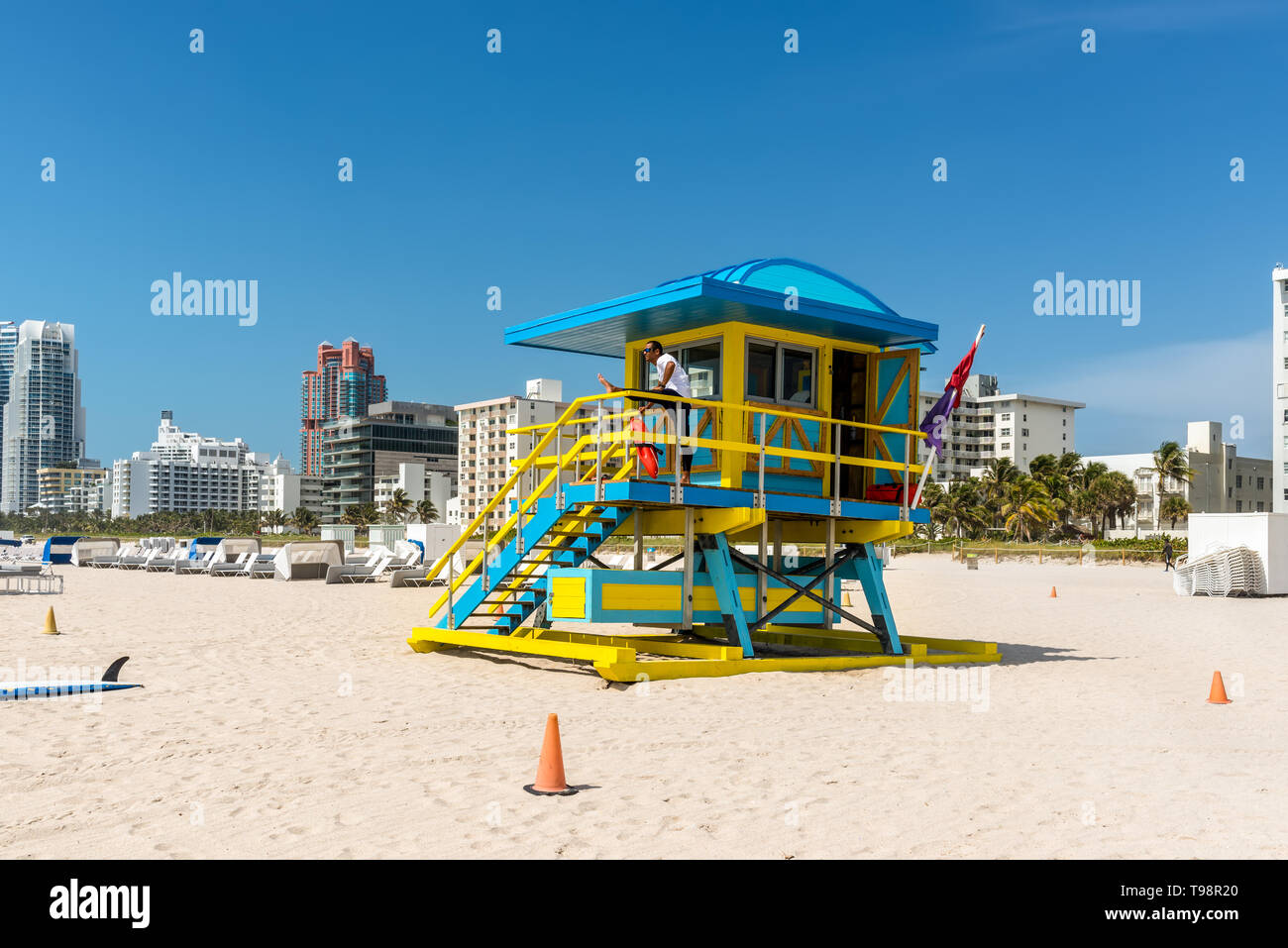 Miami, FL, United States - April 19, 2019: Colorful Lifeguard Tower in ...