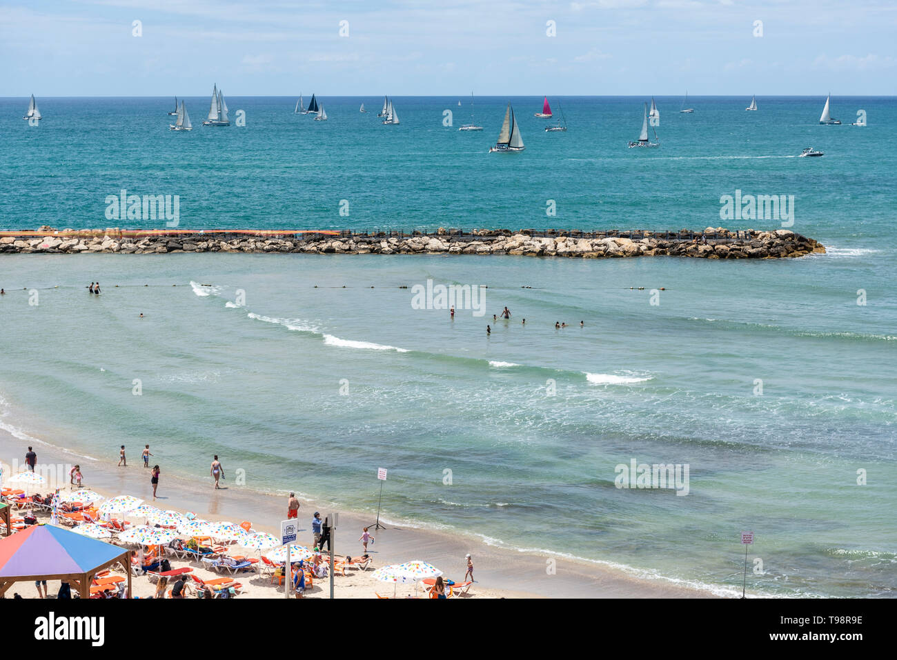 Israel, Tel Aviv-Yafo - 09 May 2019: Hilton beach Stock Photo - Alamy