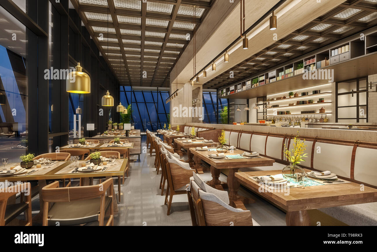 Modern interior design of restaurant lounge, oriental arabic style with ...