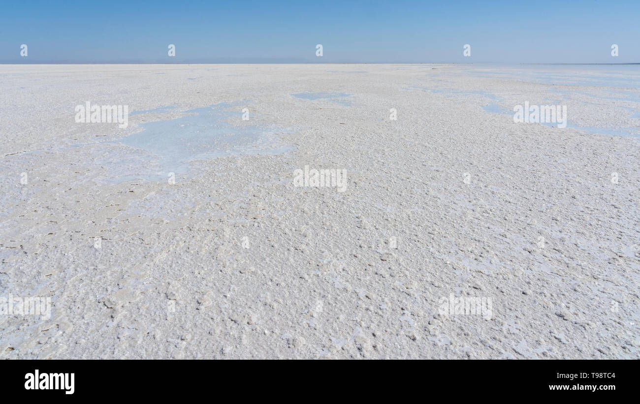 Salt lake Asale in the Danakil Depression in Ethiopia, Africa Stock ...