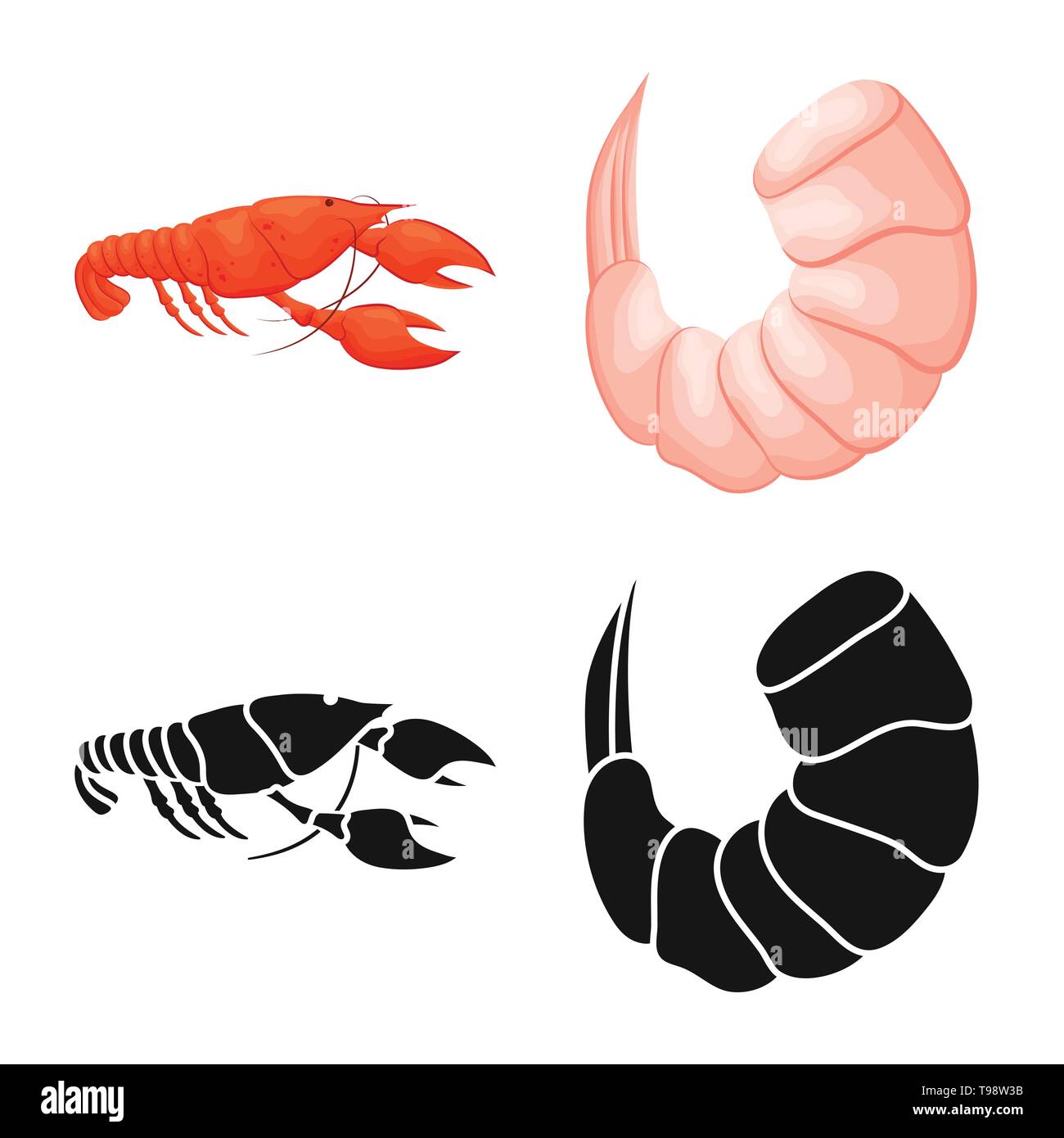 Vector illustration of appetizer and ocean symbol. Collection of ...