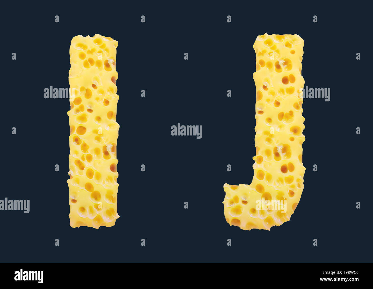 3D Render of Cheese Alphabet Stock Photo - Alamy