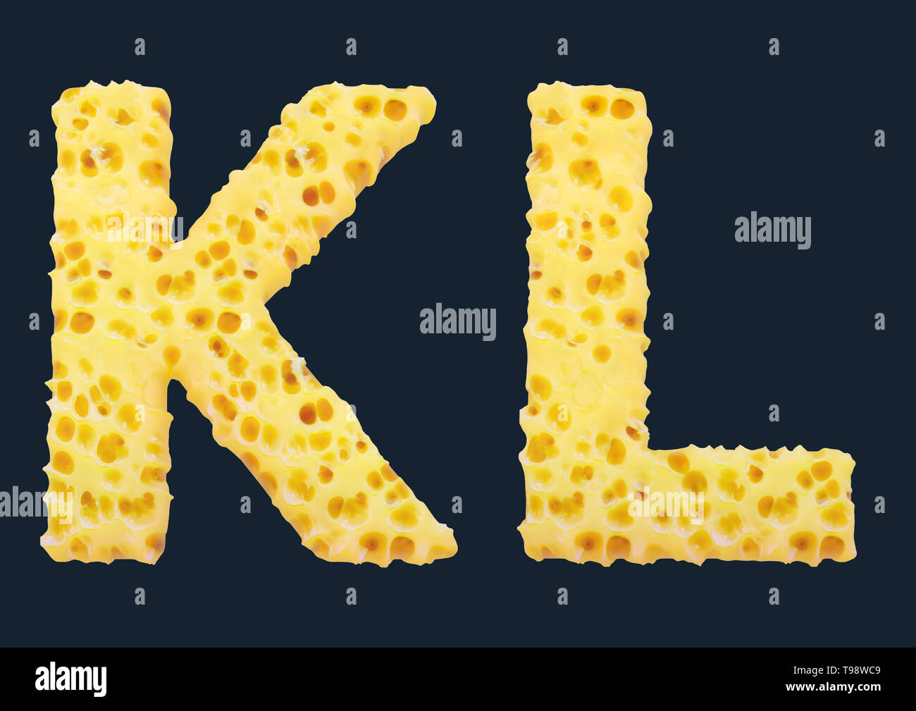 3D Render of Cheese Alphabet Stock Photo - Alamy