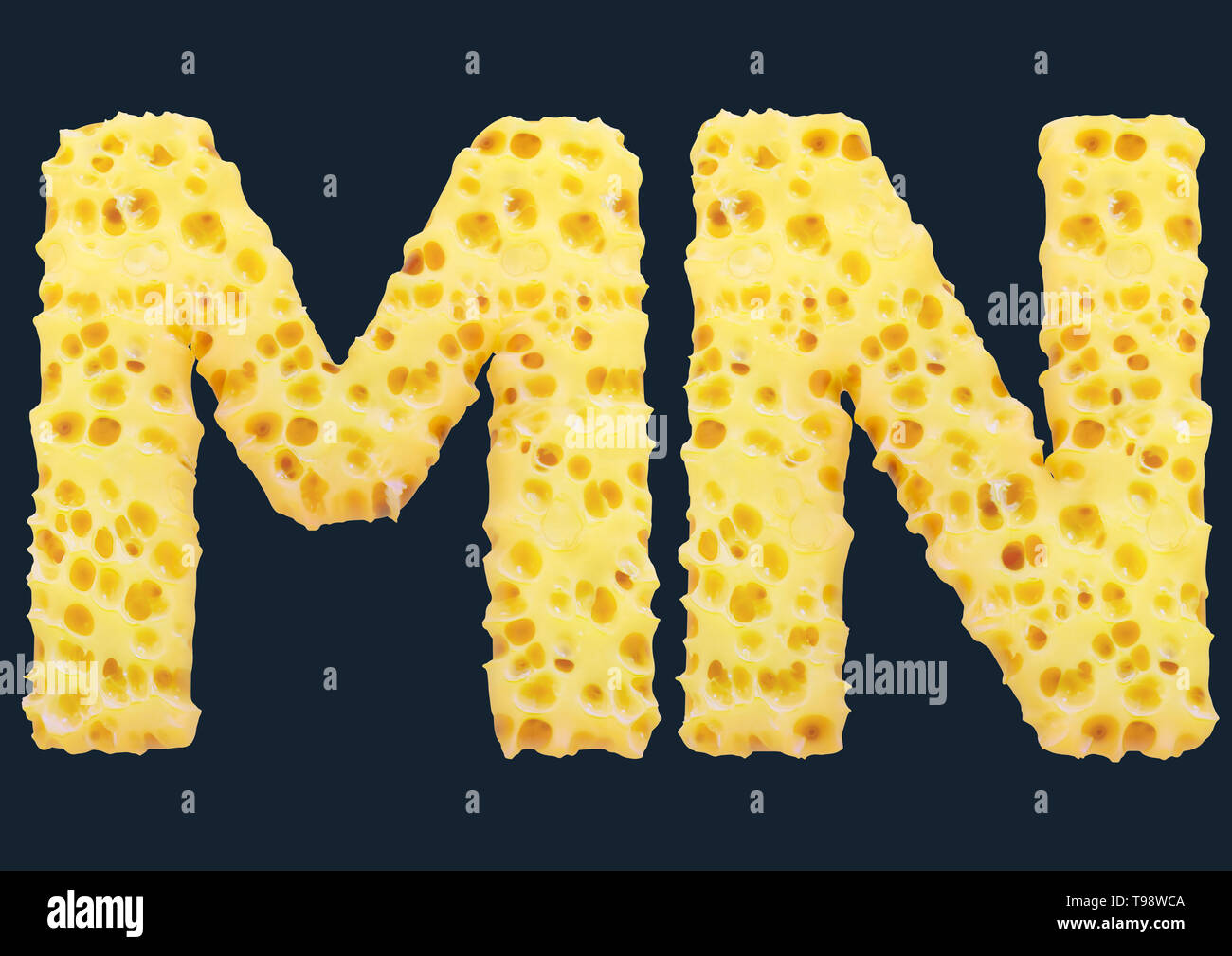 3D Render of Cheese Alphabet Stock Photo - Alamy