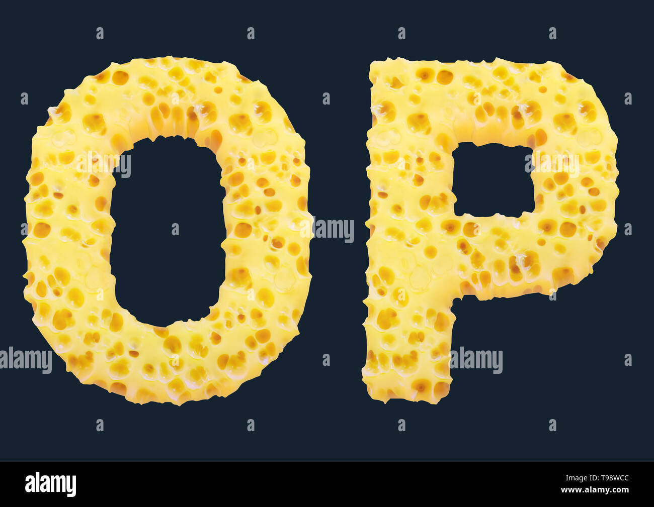 3D Render of Cheese Alphabet Stock Photo - Alamy