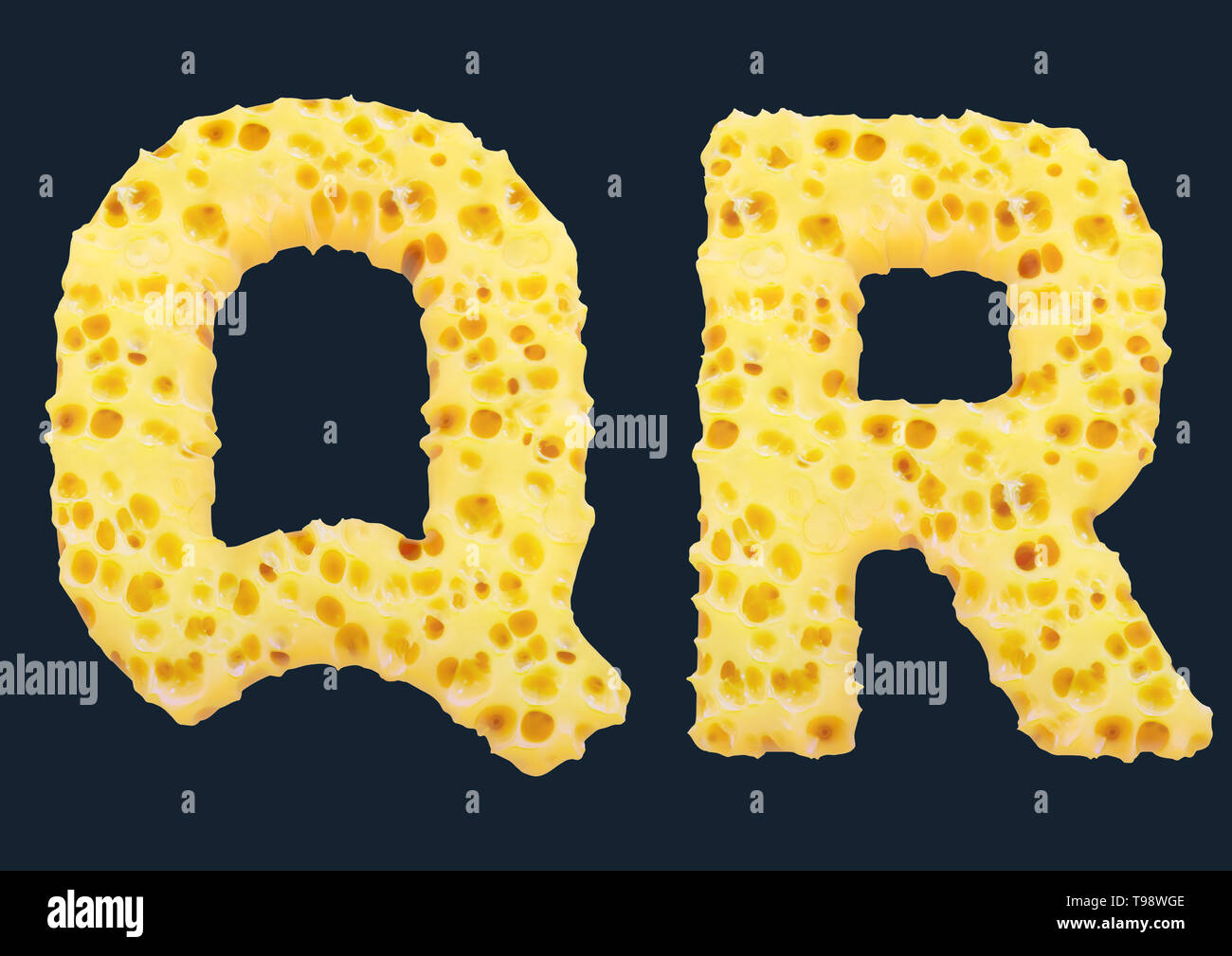 3D Render of Cheese Alphabet Stock Photo - Alamy