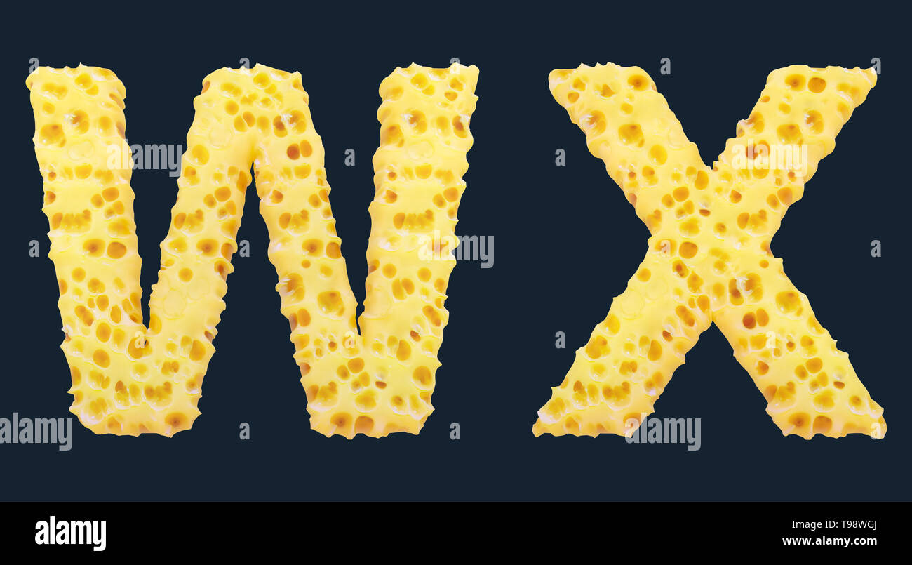 3D Render of Cheese Alphabet Stock Photo - Alamy