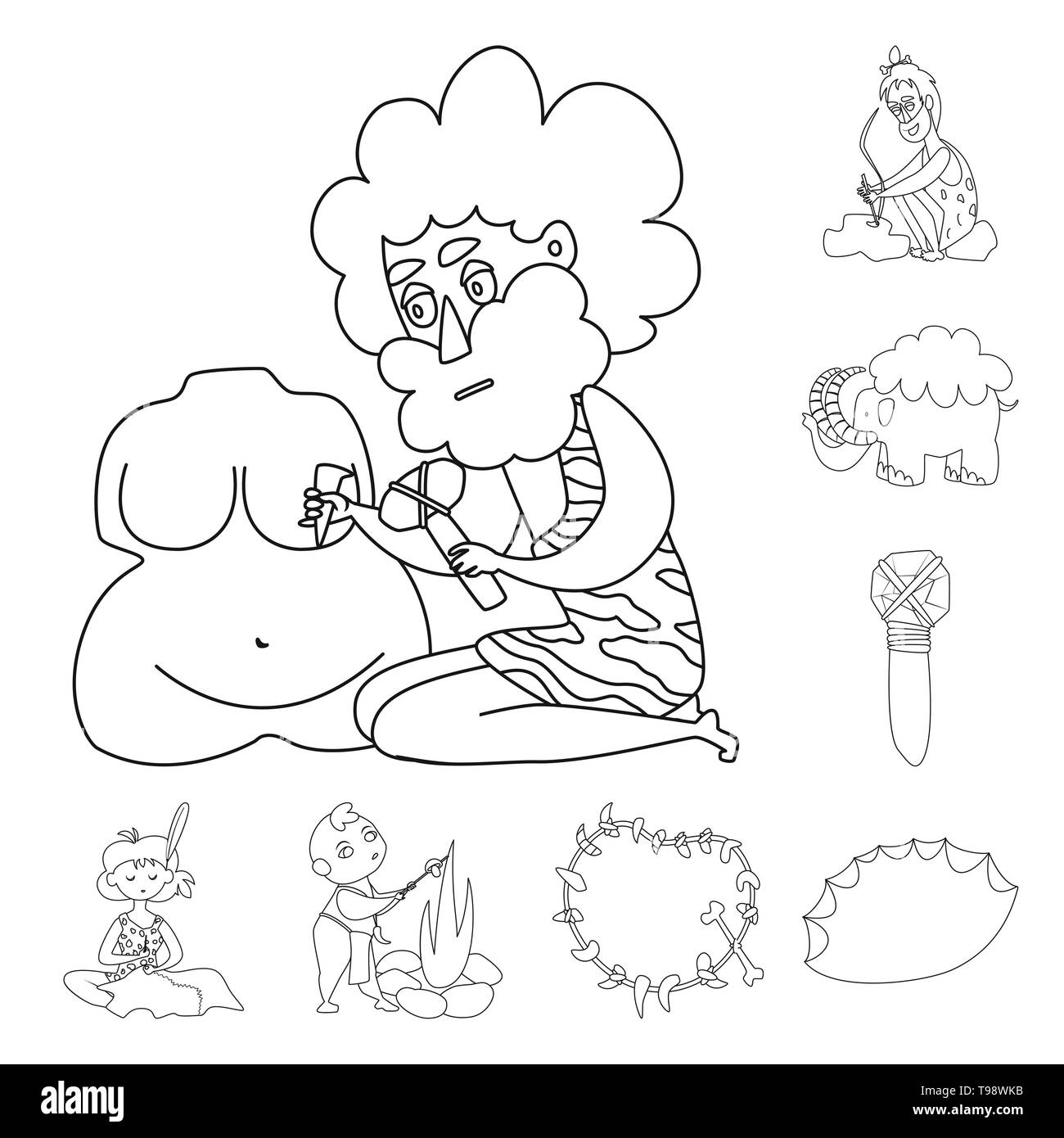 man,mammoth,hammer,woman,kid,necklace,flint,primeval,caveman,animal ...