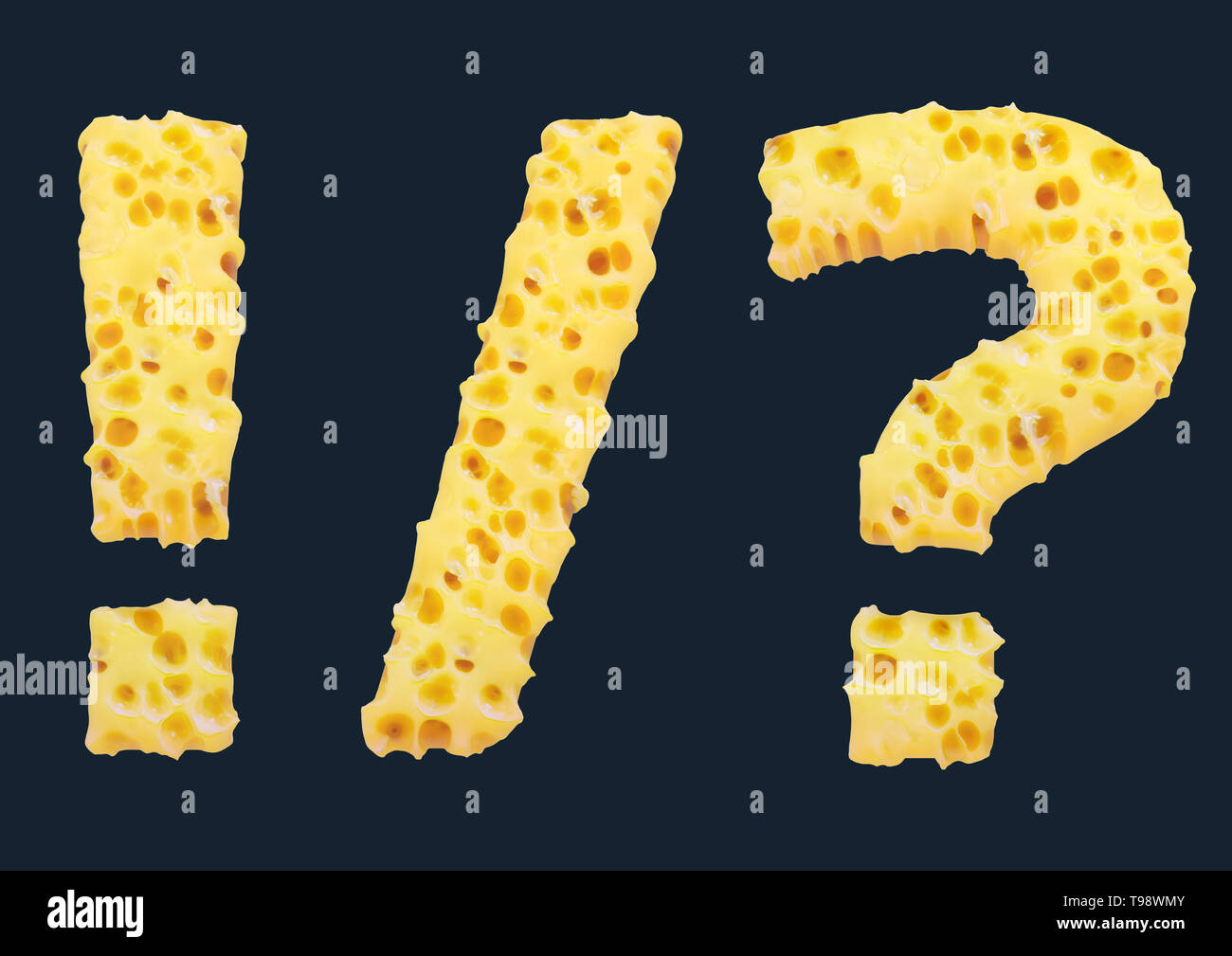 3D Render of Cheese Alphabet Stock Photo - Alamy