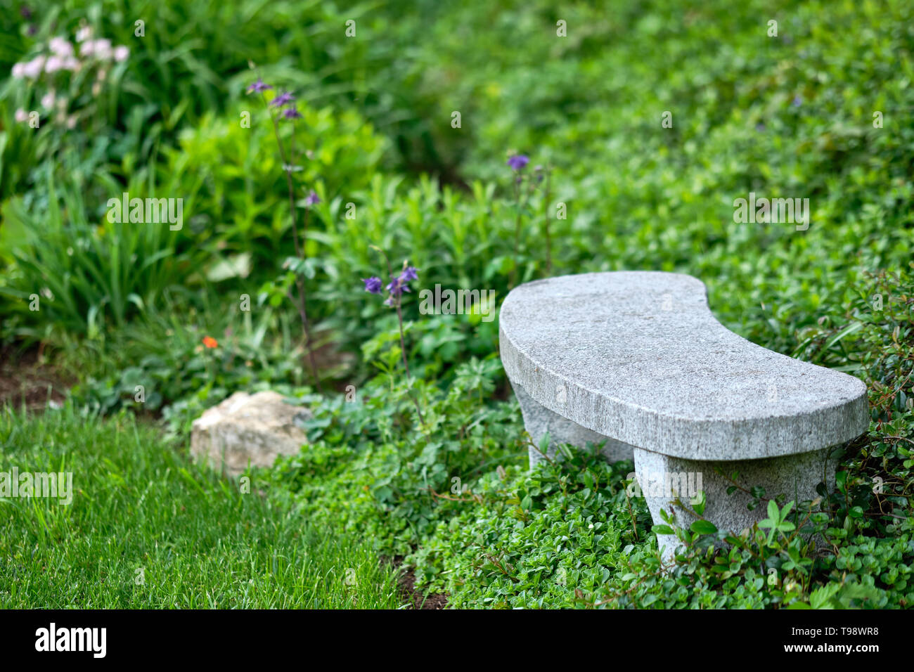 Beautiful park green grass bench hi-res stock photography and images ...
