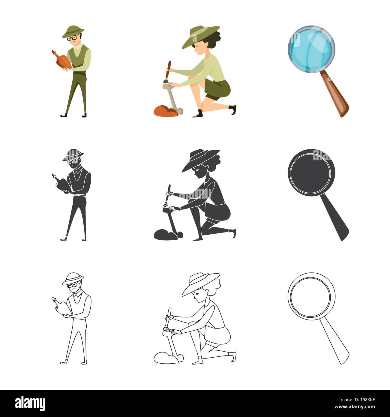archaeologist,lens,human,girl,glass,amphora,ground,tool,seeker,pit ...