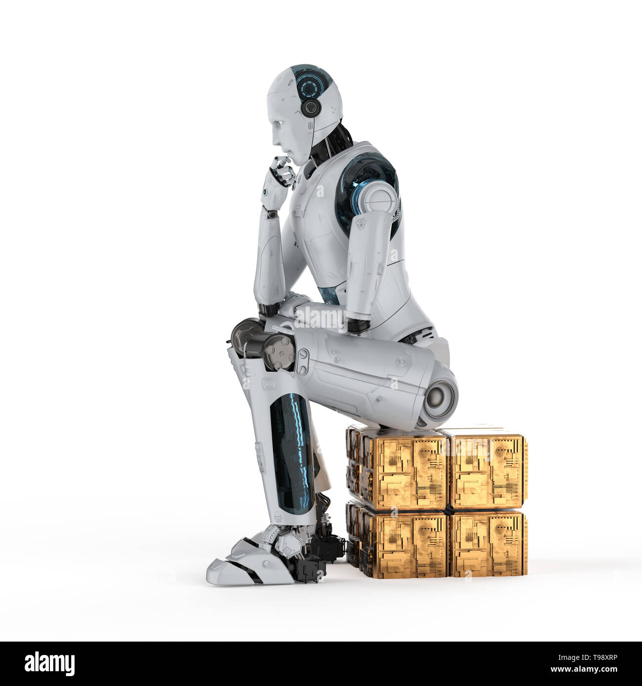 3d rendering ai robot think or compute Stock Photo - Alamy