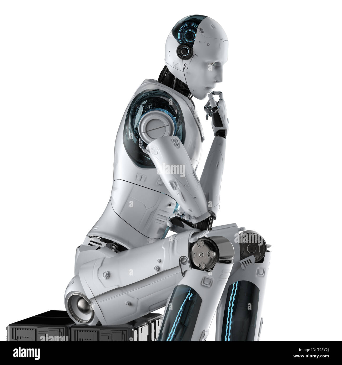 3d rendering ai robot think or compute Stock Photo - Alamy