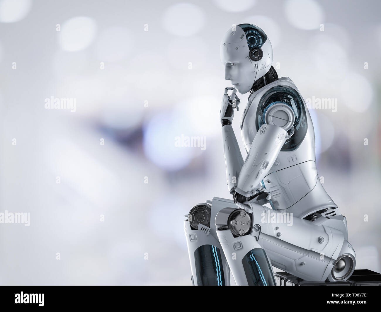 3d rendering ai robot think or compute Stock Photo - Alamy