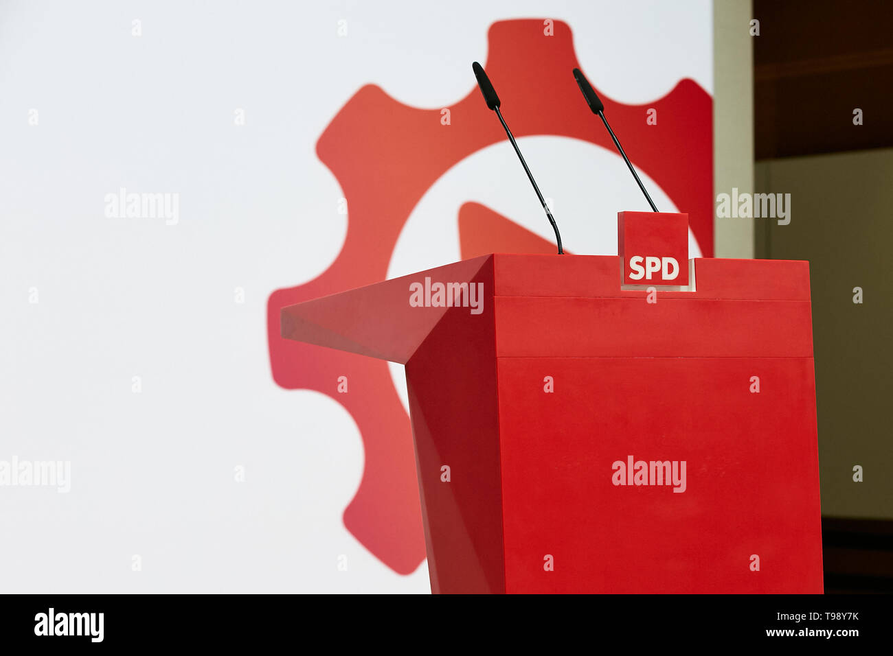 18.03.2019, Berlin, Berlin, Germany - A red lectern in the SPD ...