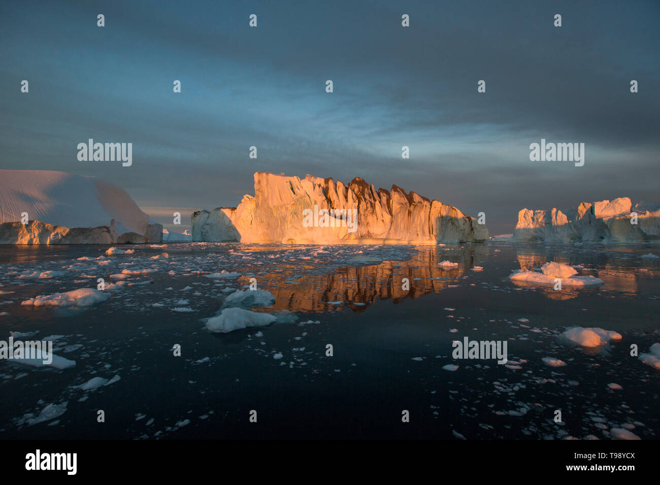 Icebergs in Disko Bay on Midsummer, Greenland Stock Photo - Alamy