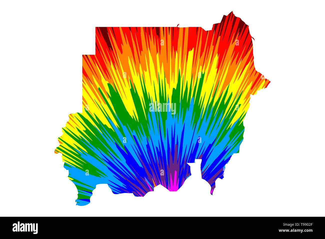 Sudan Map Is Designed Rainbow Abstract Colorful Pattern Republic Of