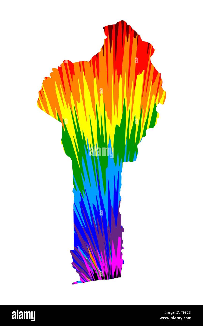 Benin - map is designed rainbow abstract colorful pattern, Republic of ...